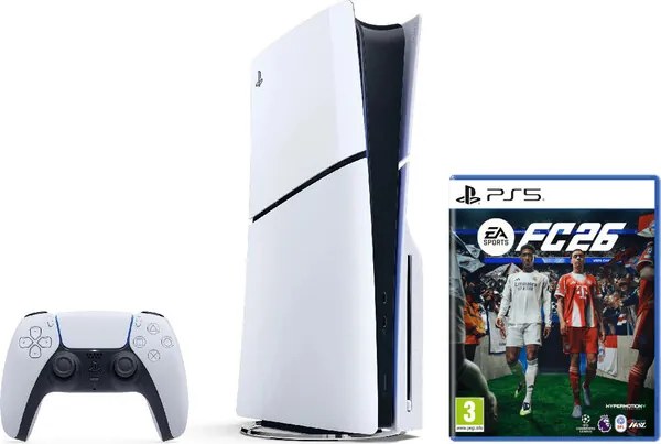 PlayStation 5 Slim + EA Sports FC 26 Bílá