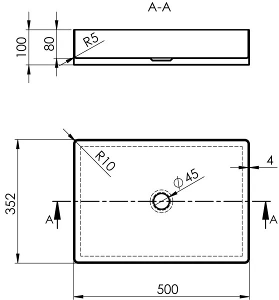 Sapho - Umyvadlo na desku AURUM 50x35 cm matná zlatá