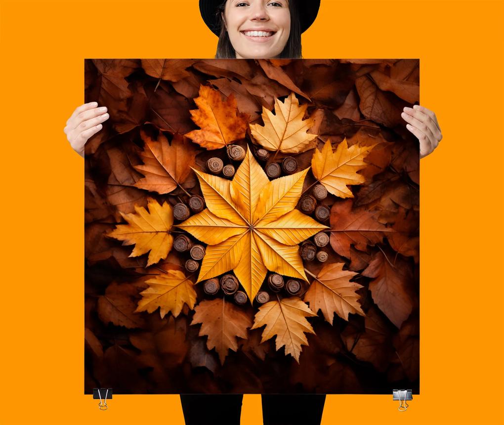 Plakát - Mandala podzimní listí FeelHappy.cz Velikost plakátu: 60 x 60 cm