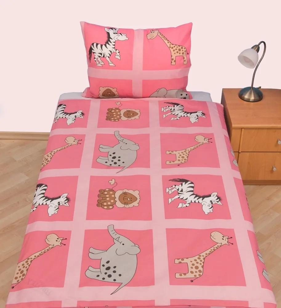 Povlečení dětské bavlna velká postel Safari růžové