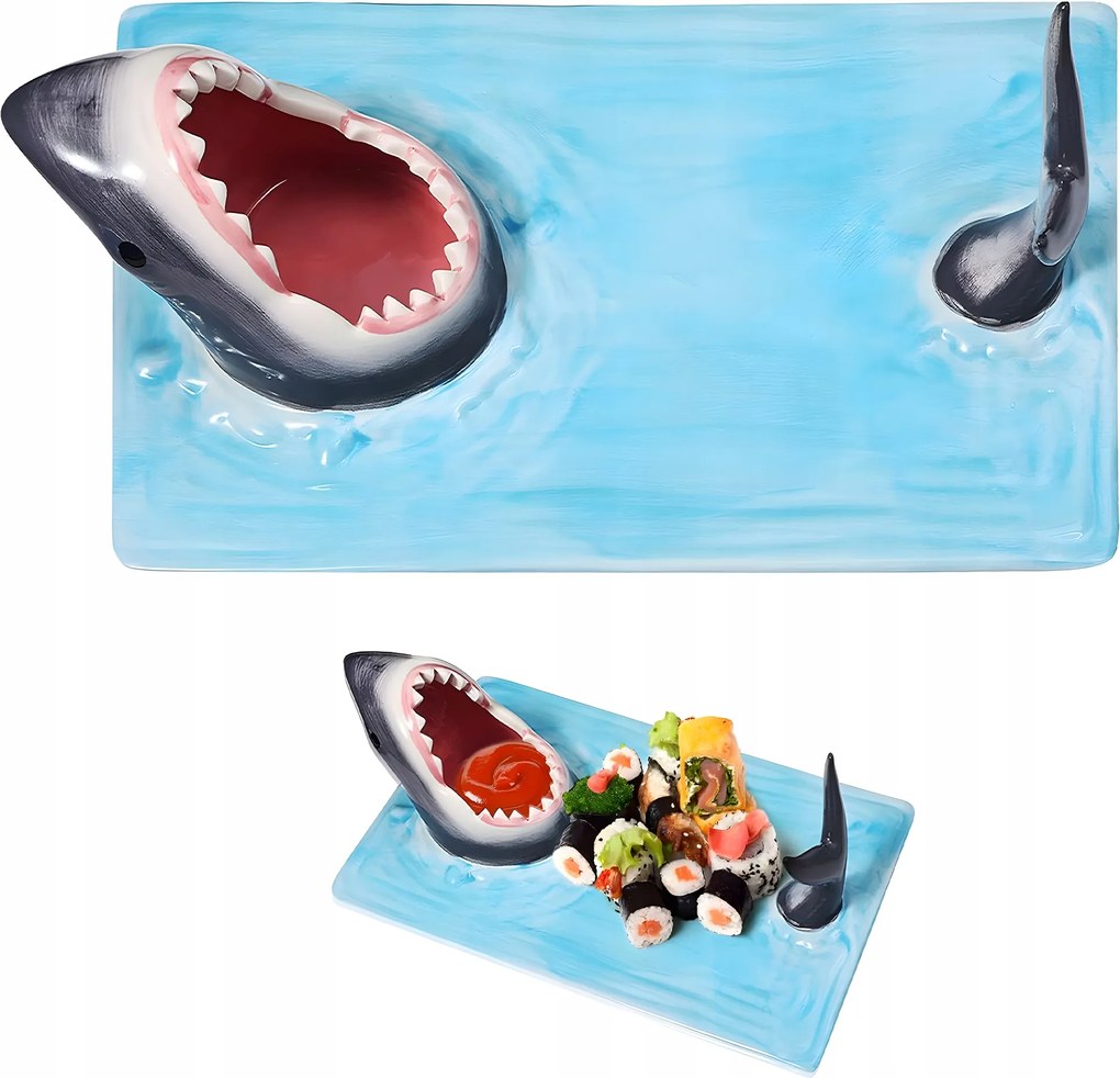 Žraločí keramický talíř Kreativní design Na sushi steak 33cm Perfektní dárek