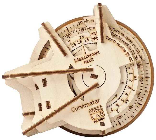 Ugears 3D dřevěné mechanické puzzle STEM křivkoměr (opisometr)