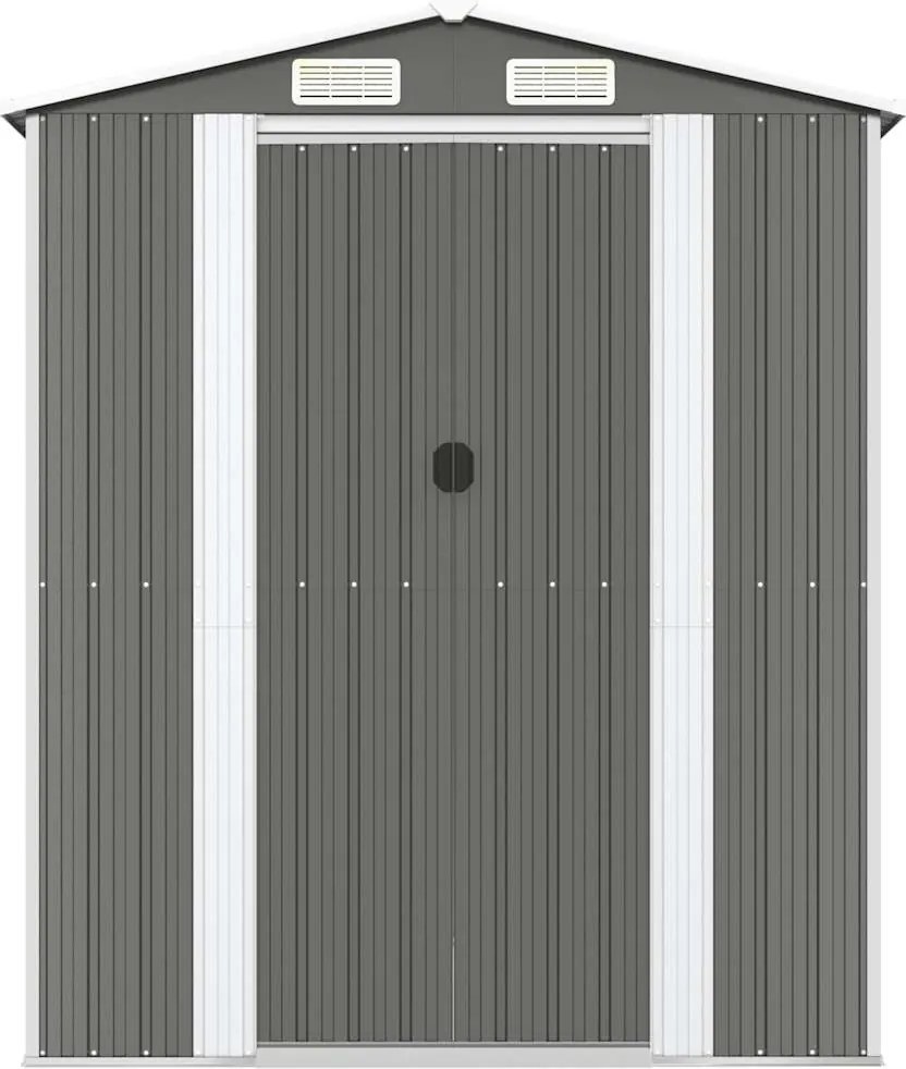 Zahradní kůlna světle šedá 192 x 440 x 223 cm pozinkovaná ocel 3147441