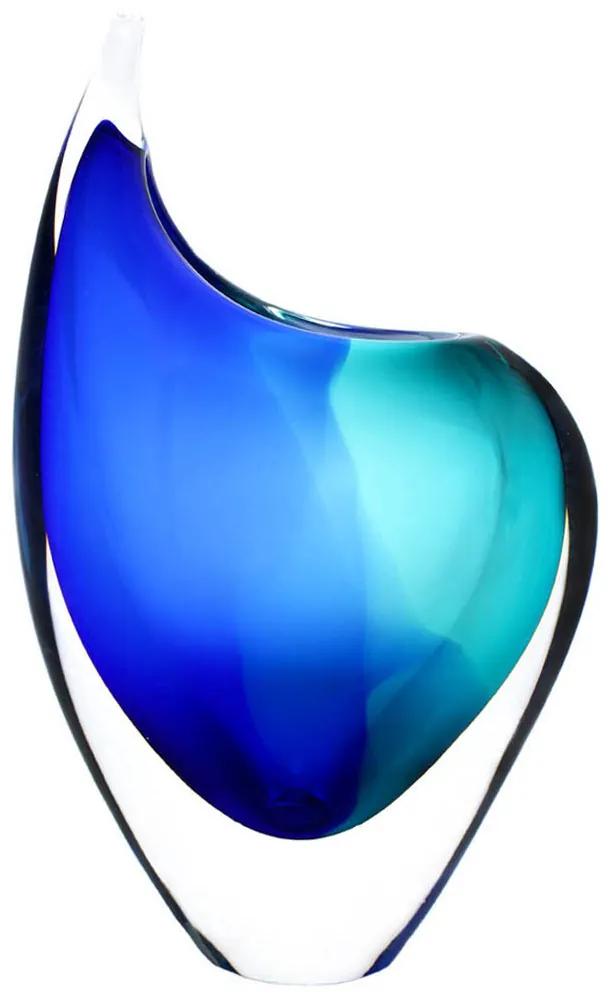 Skleněná váza hutní 06, modrá a tyrkysová, 16 cm | České hutní sklo od Artcristal Bohemia