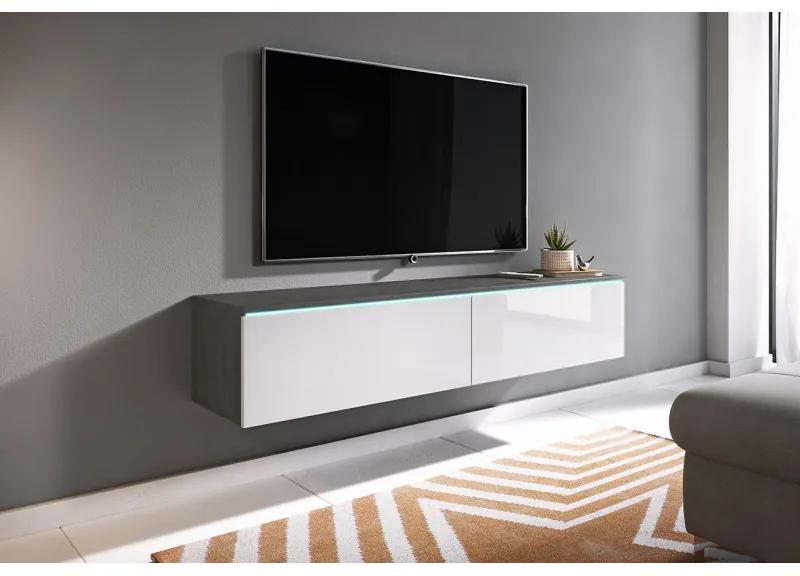 TV stolek Dlone 140, Barva: beton, Osvětlení: osvětlení LED - bílé