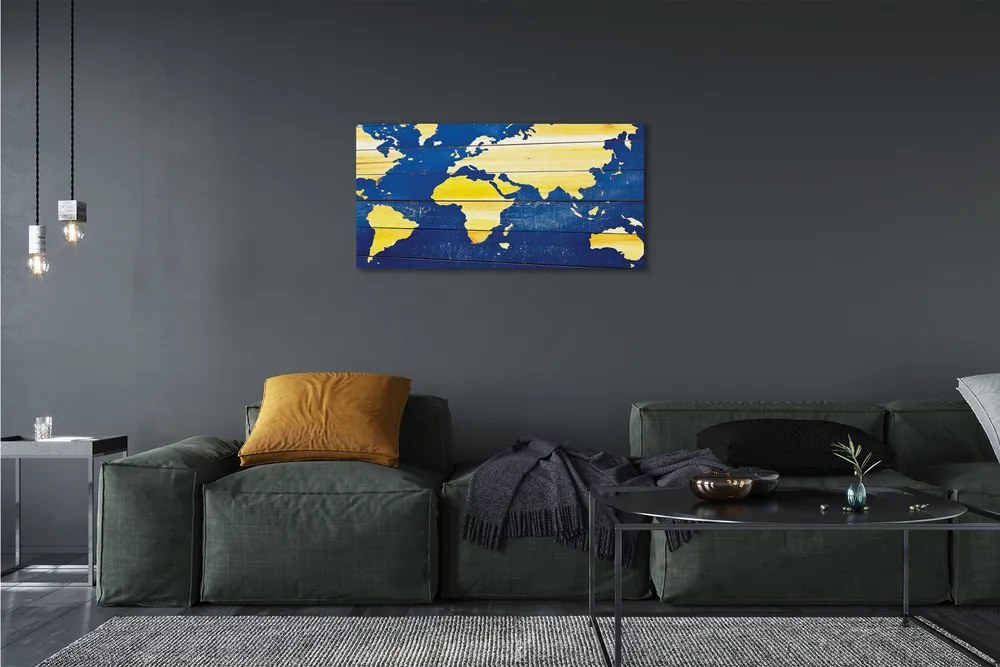 Obrazy na plátně Map na modré desky 140x70 cm