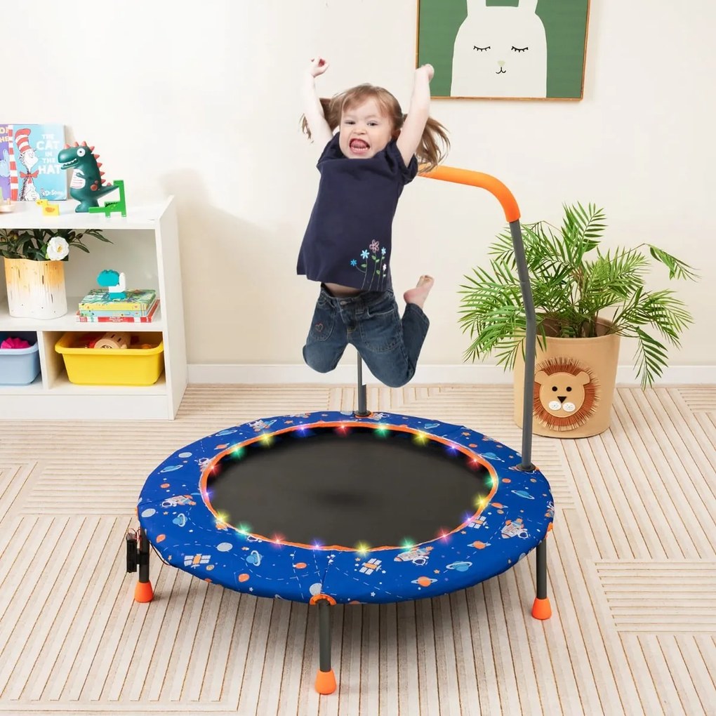 Costway Ø92 cm dětská trampolína mini trampolína s LED osvětlením a amp