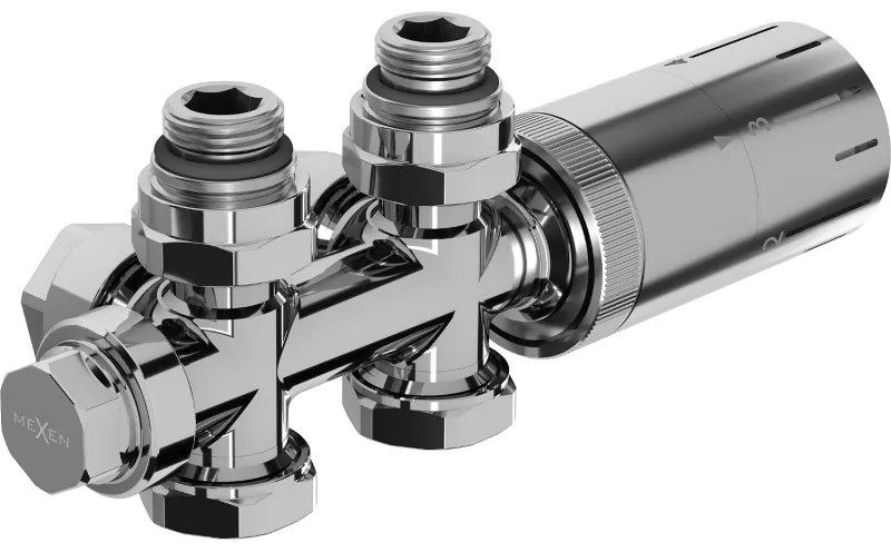 Mexen G05 termostatická sada rohová/přímá, Duplex, DN50, chrom - W908-958-01