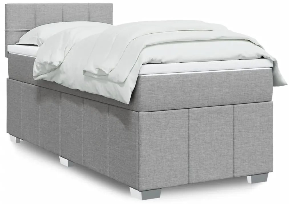 Box spring postel s matrací světle šedý 100 x 200 cm textil 3289279
