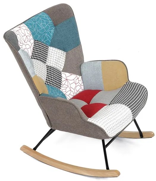 Houpací křeslo VENTURA - patchwork látka Barva: Vícebarevná