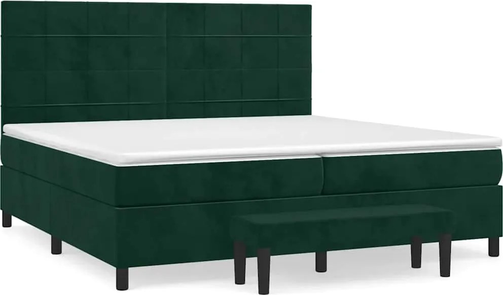 Box spring postel s matrací tmavě zelená 200x200 cm samet 3137866