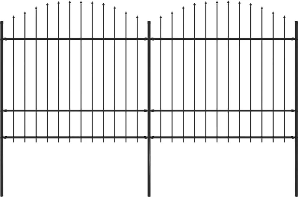 vidaXL Zahradní plot s hroty ocel (1,5–1,75) x 3,4 m černý [277740]