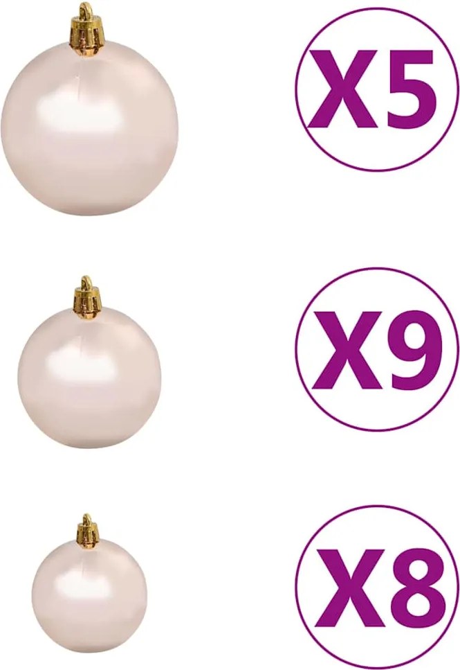 Umělý vánoční stromek s LED a sadou koulí 150 cm zelený 3077640
