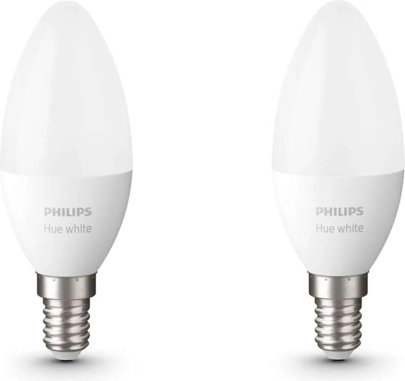 Philips Hue White - Chytrá LED žárovka E14, 470 lm, teplá bílá, 2 ks 929003021102