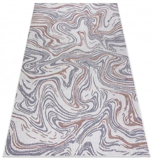 Dywany Łuszczów, Kusový koberec Sion Sisal Waves 2836 ecru/blue/pink – na ven i na doma, 140x190, vícebarevná, chodba / předsíň