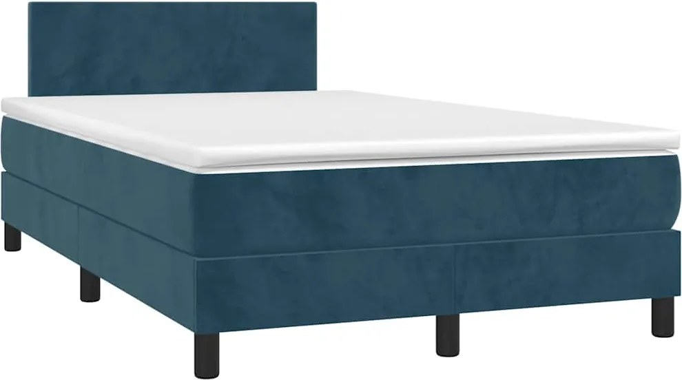 Box spring postel s matrací a LED tmavě modrá 120x190 cm samet 3270145
