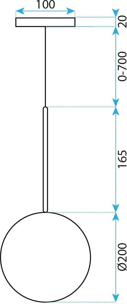 Toolight Rea, Skleněné kulové závěsné stropní svítidlo 20cm APP1685-1CP, OSW-04305