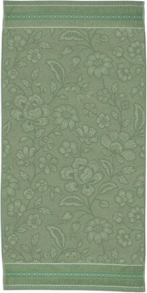 Pip Studio ručníky z bavlněného froté Jasmine Jacquard, zelený (Luxusní ručníky z bavlněného froté v designu Jasmine Jacquard v zelené barvě)