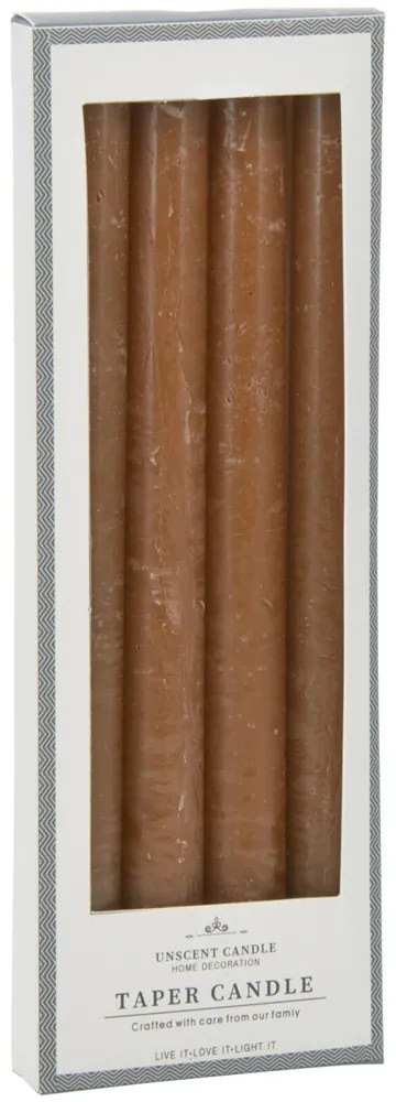 Poop ARÔME Sada vysokých rustikálních svíček 4 ks, 25 cm, barva hnědá