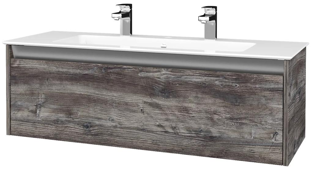 Dřevojas Koupelnová skříň BONO SZZ 120 (umyvadlo Pura) Varianta: N01 Bílá lesk / D15 Nebraska