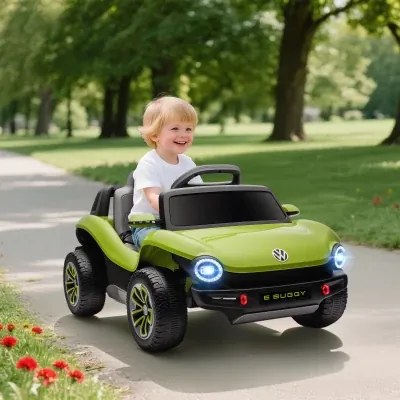 AIYAPLAY elektrické dětské auto pro děti od 3 let Volkswagen E-Buggy 12V s dálkovým ovládáním 2,4 GHz, odpružená zelená kola