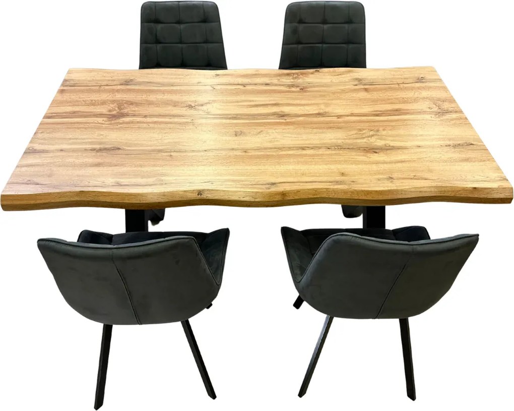 Vikio Jídelní set pro 4 osoby 140x90 cm dub, šedá samet VJS114-41S-S