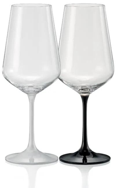 Crystalex Sklenice na víno Sandra - Black & White 450 ml, 2 ks