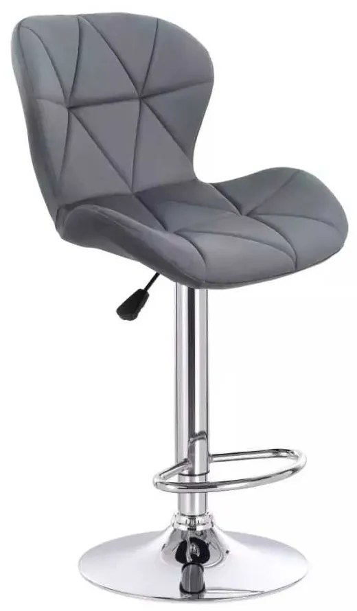 LuxuryForm DESIGN Barová židle LIVIO VELUR na stříbrné kulaté podstavě - tmavě šedá