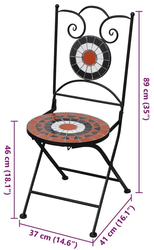 vidaXL Marketos Skládací bistro židle 2 ks keramické terakotové a bílé