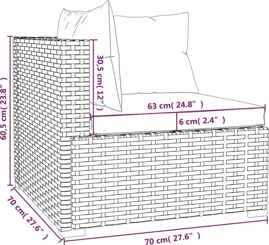 vidaXL 9dílná zahradní sedací souprava s poduškami polyratan [3102555] Barva: Hnědá a krémová