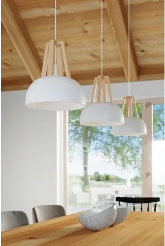 Lustr SOLLUX Casco E27 1x60W bez zdroje SL.0388 přírodní dřevo a ocel bílá