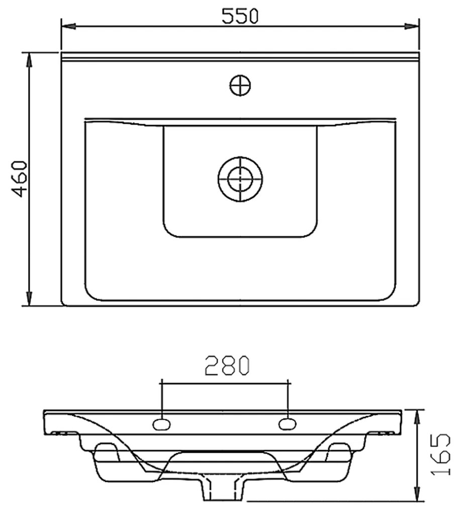 Aqualine, SAVA 55 nábytkové umyvadlo 55x46x16,5 cm, 2055