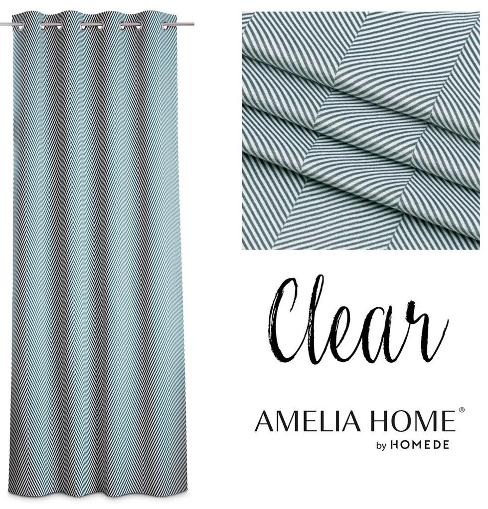 Závěs AmeliaHome Clear s průchodkami 140x250 zelený/bílý