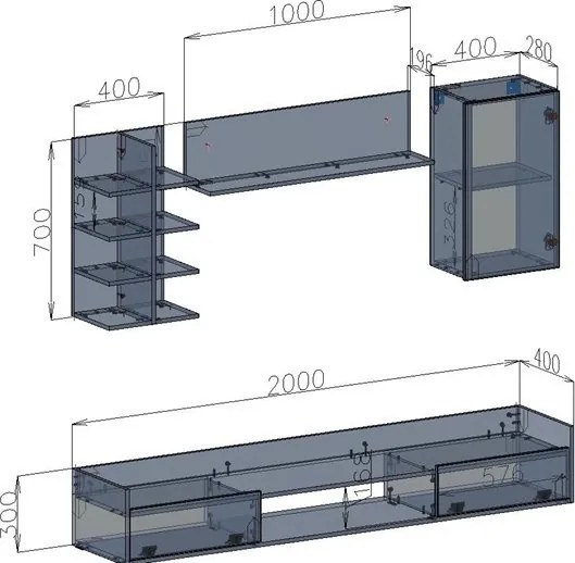 Casarredo - Komfort nábytek Obývací stěna, sestava ENBRUN dub kraft zlatý/bílá mat