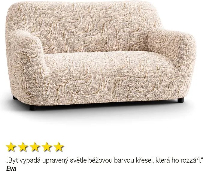 Bielastické potahy BRILLANTE béžové sedačka s otomanem vlevo (š. 170 - 300 cm)