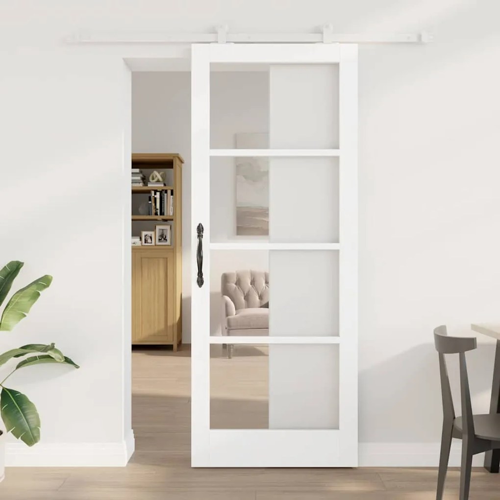 Posuvné dveře ORKDAL 83 x 211 cm Masivní borové dřevo a sklo 3332056