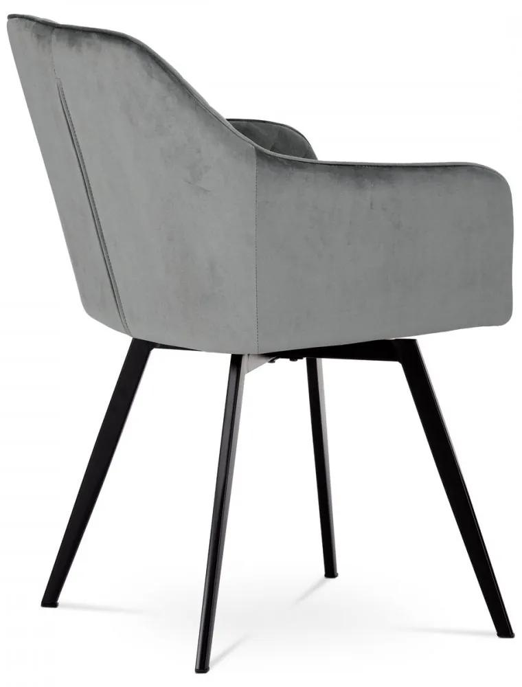 Jídelní židle, potah šedá sametová látka, kovové nohy, černý matný lak DCH-425 GREY4