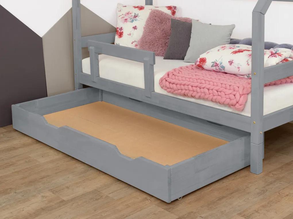 Benlemi Sada: Patrová postel ULURU s dřevěným úložným šuplíkem BUDDY na kolečkách Zvolte barvu: Transparentní vosková lazura matná, Varianta: S roštem