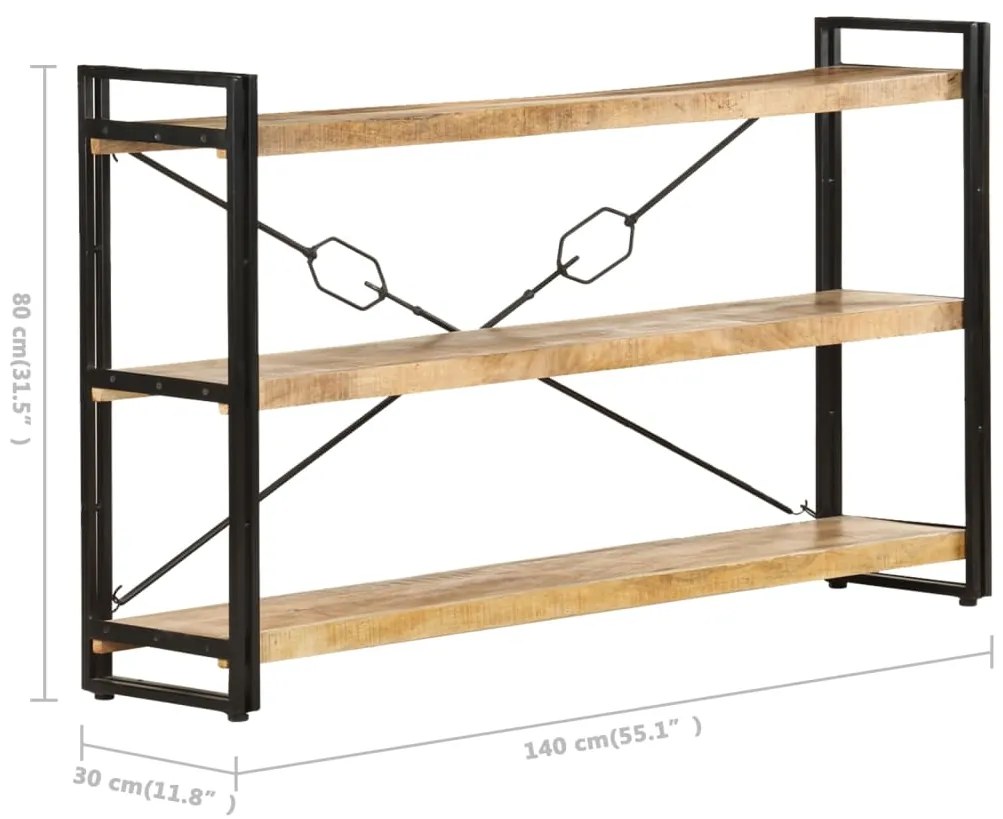 vidaXL Marketos Knihovna se 3 policemi 140 x 30 x 80 cm masivní mangovník
