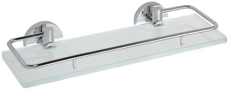 Sapho Sapho, X-ROUND E polička skleněná s výklopnou hrazdou 300x130mm, mléčné sklo, chrom, XR607