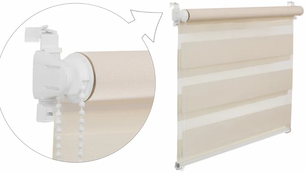 ZEBRA-SHOP Roleta DEN A NOC / MINI / PREMIUM / krémová / BH 12 Barva mechanizmu: šedá, Výška: 150, Šířka: 80