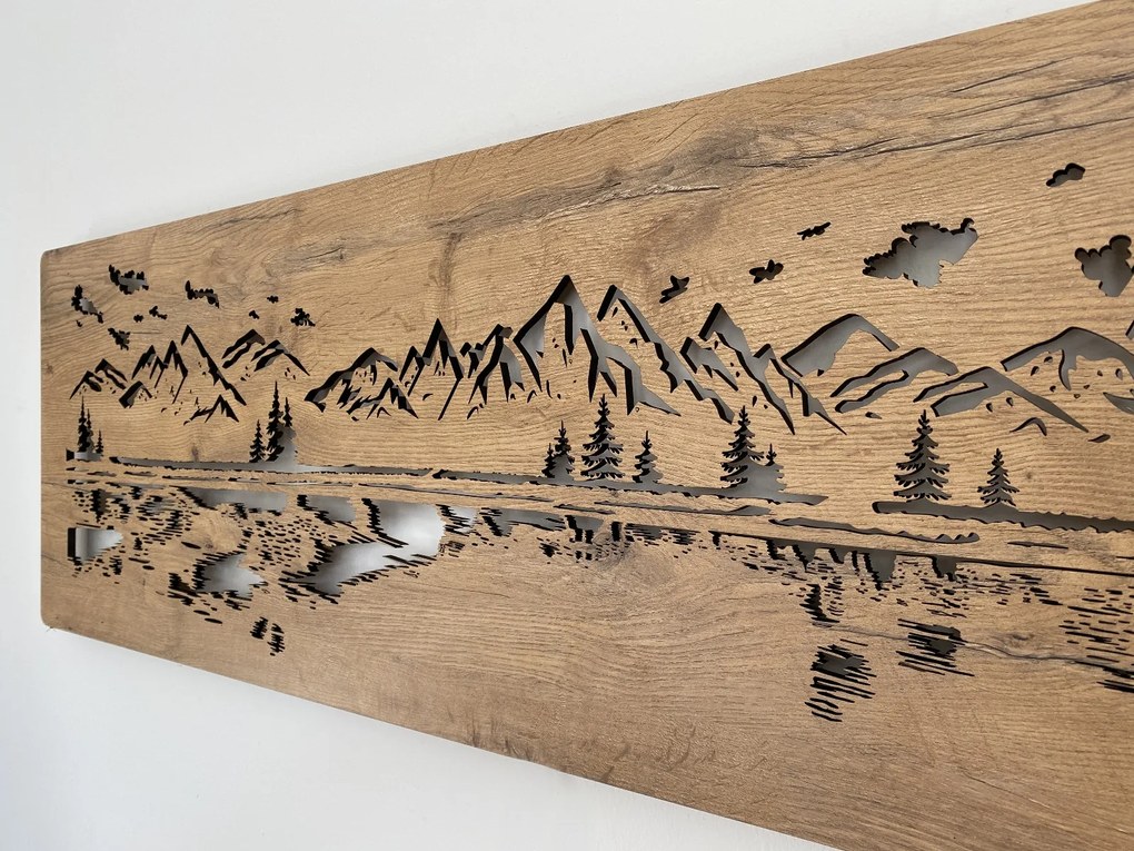 Li-Go "Jezero" světelný obraz s baterií 120x40cm varianta: ovládání na obraze bez dálkového ovladače, provedení: dub světlý