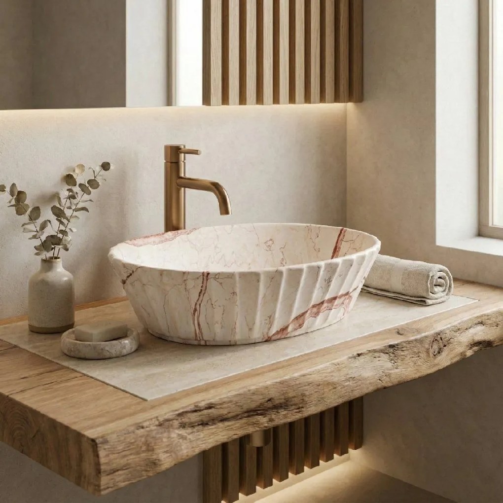 Rea Samanta Zen, umyvadlo na desku 500×380×135 mm, béžová imitace kamene matná, REA-U3532