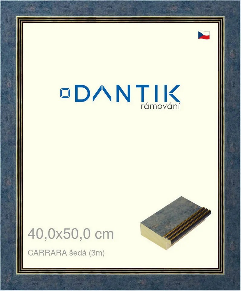 DANTIK rámeček 40x50 | Vyřazeno | CARRARA šedá (Plexi Čiré)