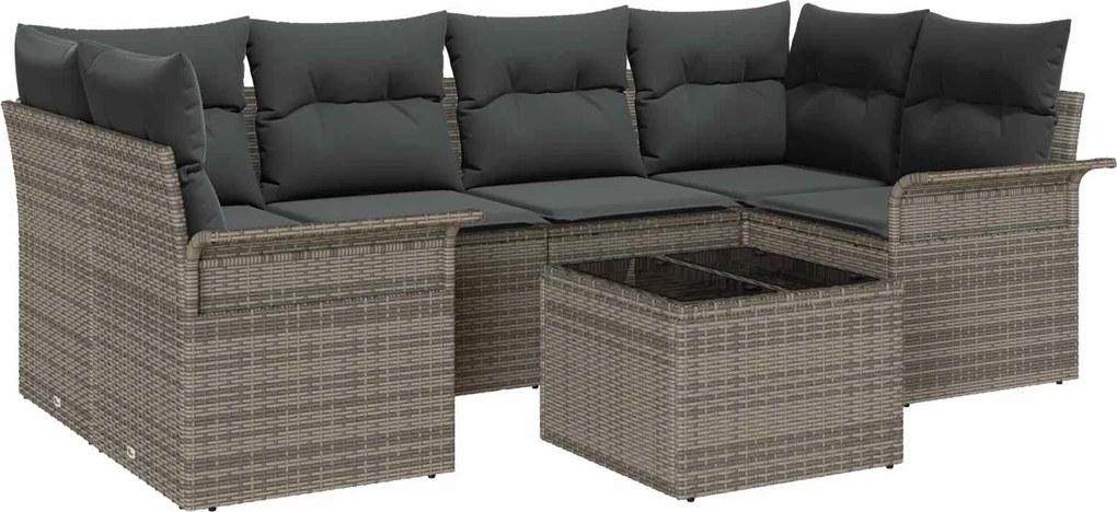 Sada zahradních pohovek 7 pcs 6-Seater Šedá polyratan 3353928