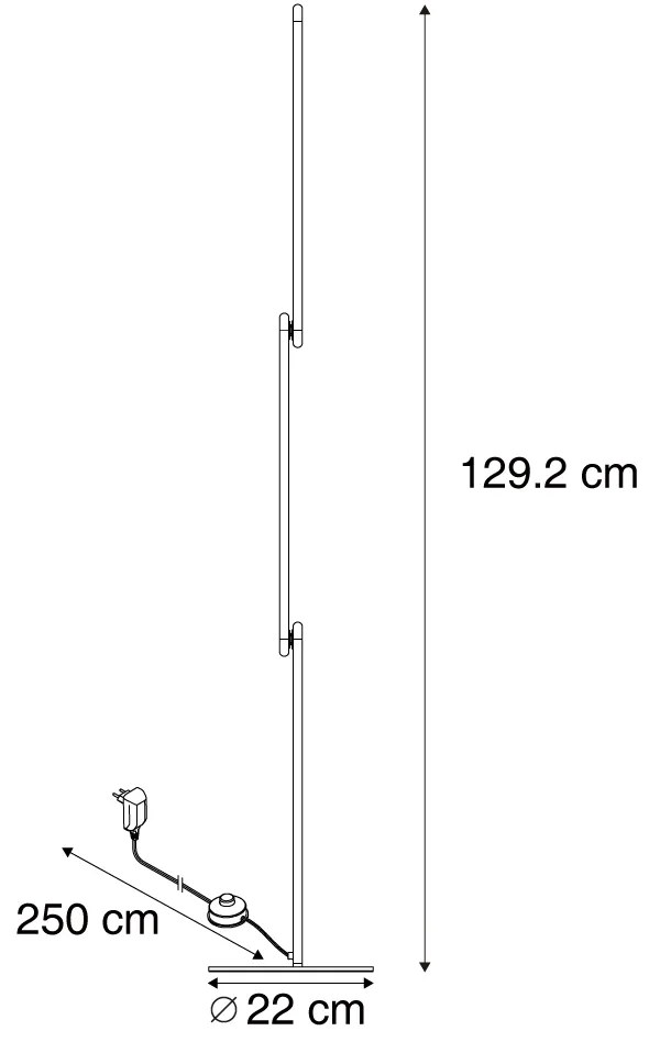 Designová stojací lampa černá vč. LED s 3-stupňovým stmíváním - Gate
