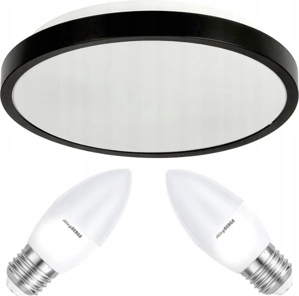 LED stropní svítidlo 2xE27 IP20 LARI-R ČERNÉ + 2x E27 10W teple bílá svíčka