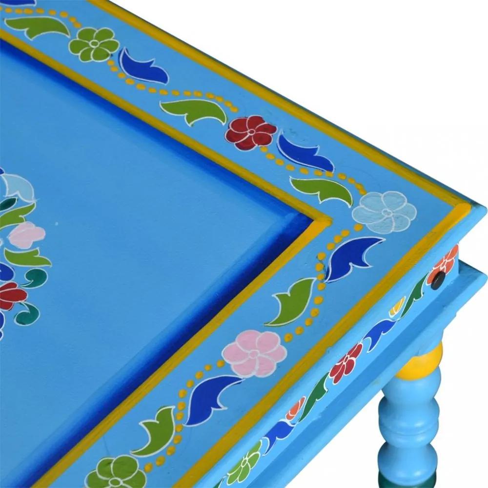Konferenční stolek ručně malovaný Dekorhome Tyrkysová