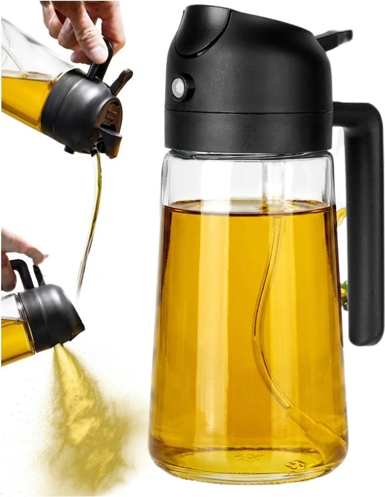 VILDE Skleněný rozprašovač a dávkovač na olej 2v1 450ml - čiré sklo