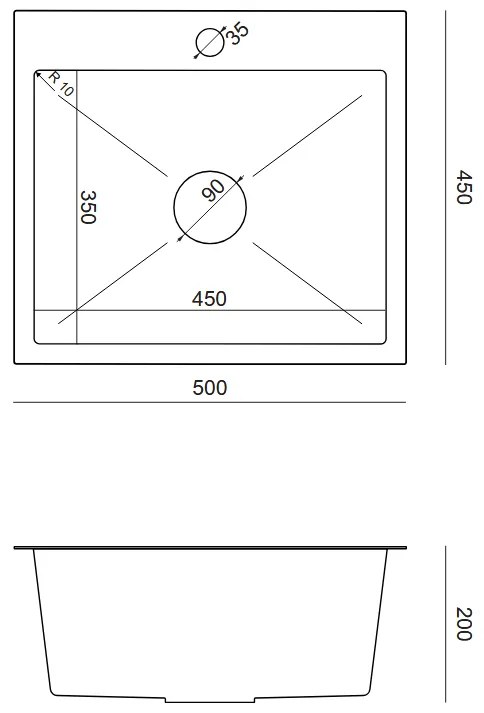 Kuchyňský nerezový dřez QUADRON LUKE 100 černá metalická s baterií 50x45x20cm